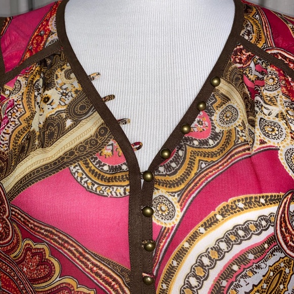 Cache | Tops | Cach Semisheer Paisley Type Print Top | Poshmark